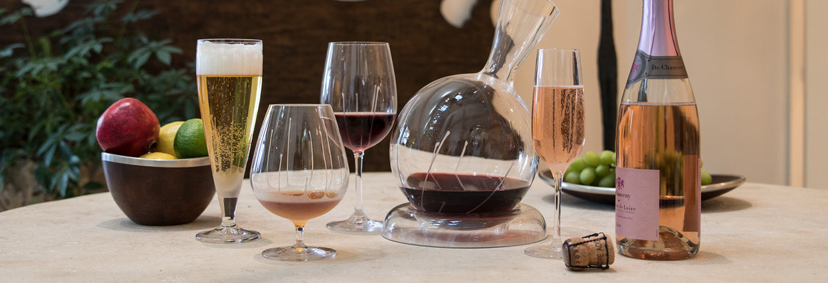 Splash Martini, Brandy, Beer, Wine Glasses and Decanter – OX & DOVE